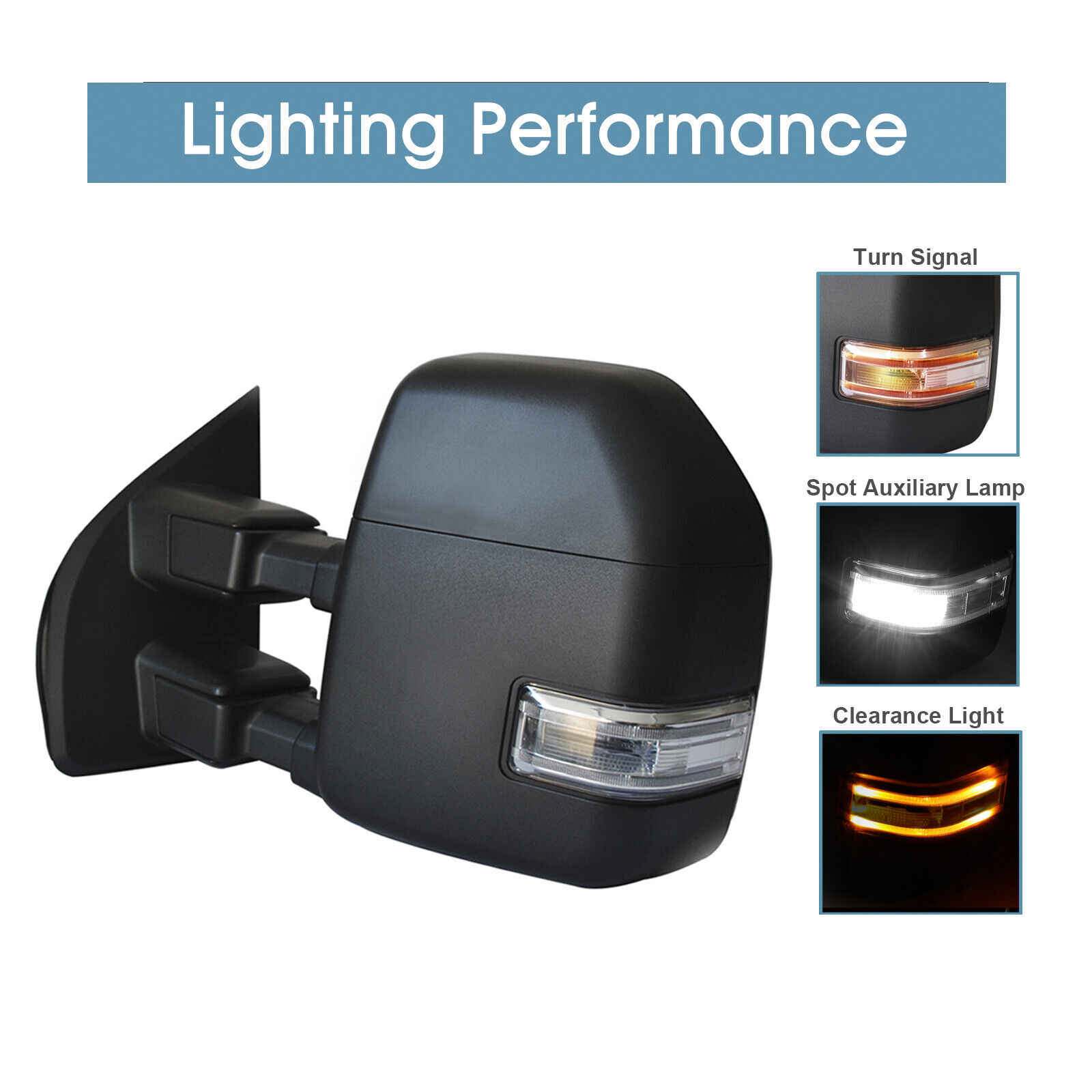 Towing Mirrors For 2017-2020 Ford F250 F350 Super Duty Power Heated ...