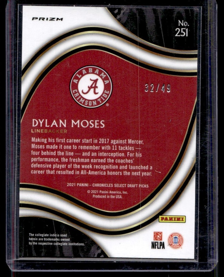 2021 Panini Select Purple Field Level Dylan Moses Rookie 32/49 #251 | eBay