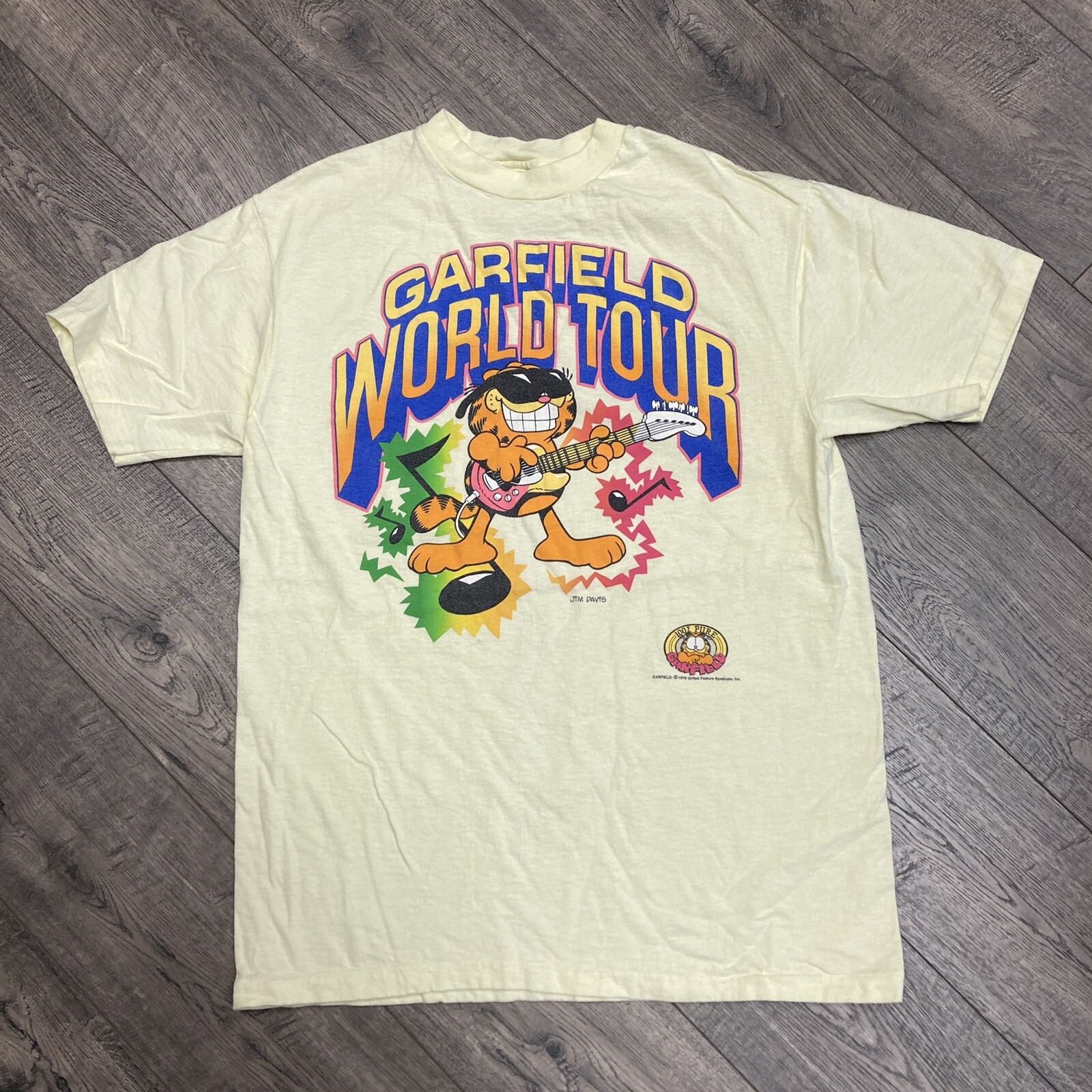 Rare Vintage Garfield World Tour Rock Single Stitch T… - Gem