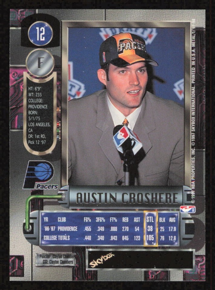 1997-98 Metal Universe AUSTIN CROSHERE Basketball card INDIANA PACERS ...