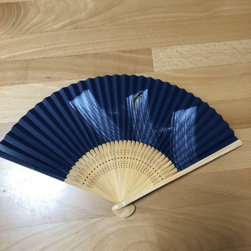 Sensu Fan Navy Fish Pattern Folding Fan Bamboo Paper | eBay Australia