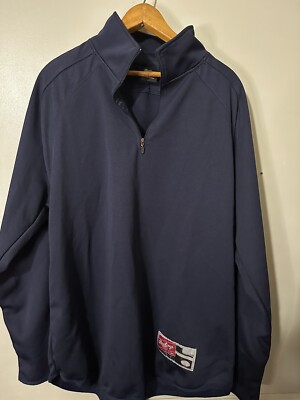Rawlings Men's Sz Medium Baseball Warm Up 1/4 Zip Pullover Navy Blue ...
