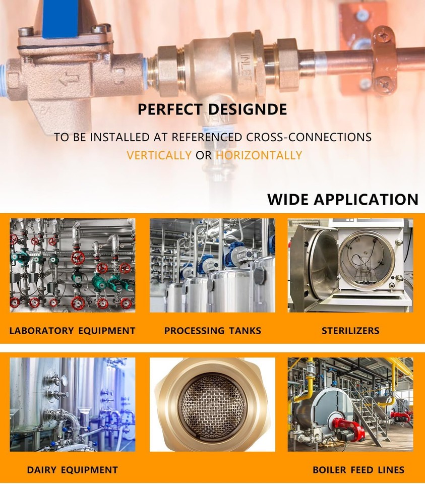 9D-M2 Backflow Preventer w/ Vent 3/4 Dual Check Valve for Watts 0061888 ...