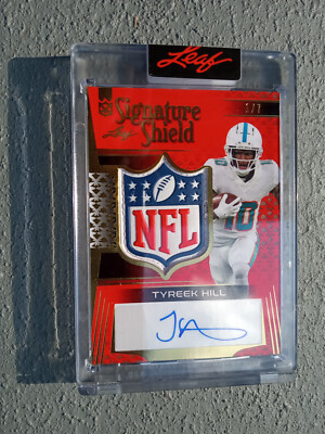 2023 Leaf Tyreek Hill AUTO NFL Shield Patch 1/7 Miami Dolphins Sealed 1 ...