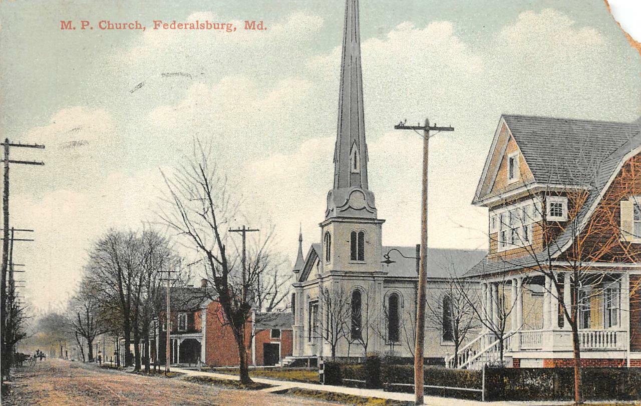 METHODIST PROTESTANT CHURCH FEDERALSBURG MARYLAND RPO CANCEL POSTCARD ...
