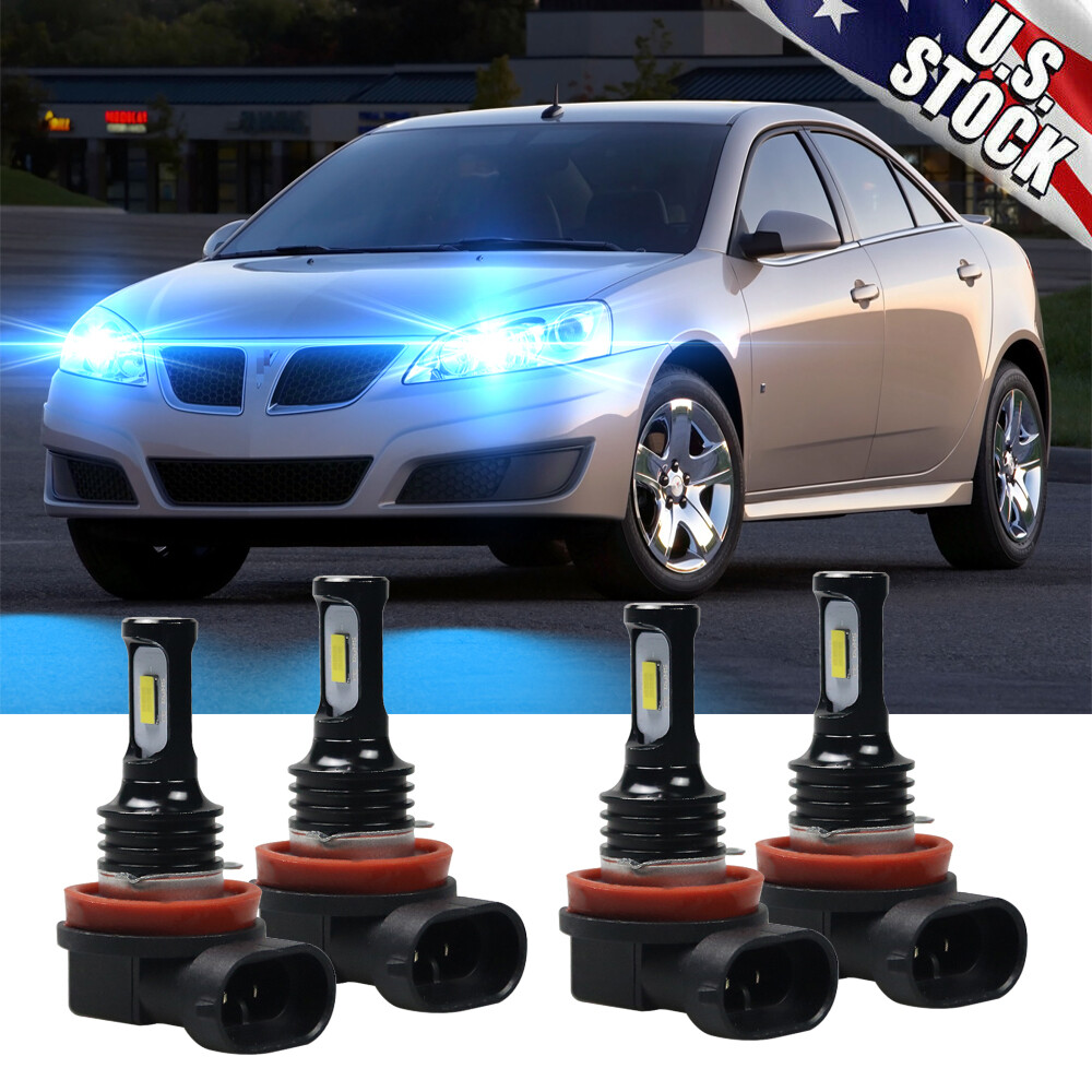 For Pontiac G6 2005 - 2010 - 4x H11 8000K LED Headlight High & Low beam ...