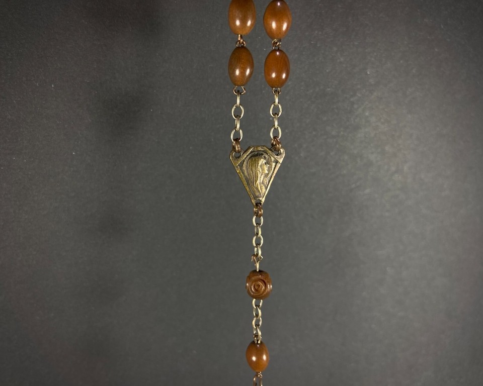 Vintage French Wooden Rosary Beads Lourdes Cross Catholic Prayer ...