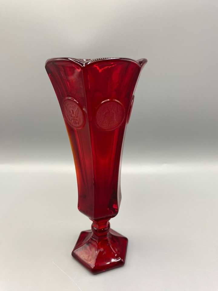 Fostoria Ruby Red Coin Glass Crystal Vase Vintage | eBay