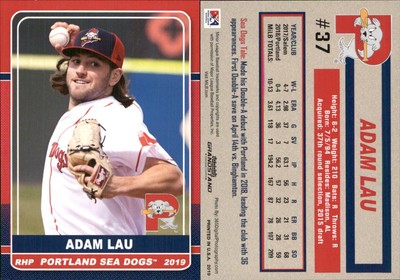 Adam Lau 2019 Grandstand Portland Sea Dogs RC Card FREE SHIP ...