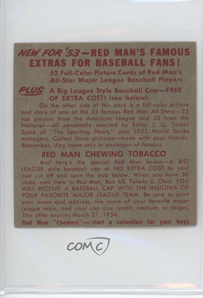 1953 Red Man Tobacco All-Star Team Cut Tab Gil McDougald #23 0c6 | eBay
