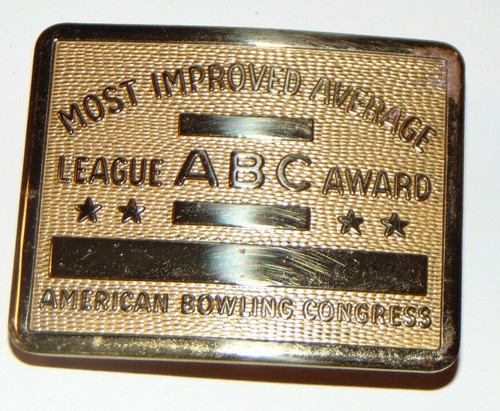 VINTAGE GOLD ABC AWARD BELT BUCKLE! AMERICAN BOWLING CONGRESS! MOST ...
