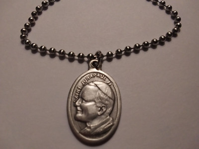 St Pope John Paul II Medal Necklace Stainless Steel Ball chain + prayer ...