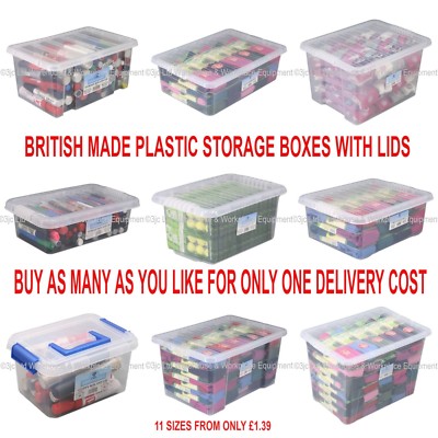 NEW British Made TML Clear Plastic Storage Box Boxes or Clear Lids 13 ...