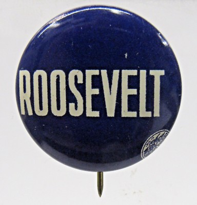Franklin ROOSEVELT white on dark blue president pinback button FDR ^ | eBay