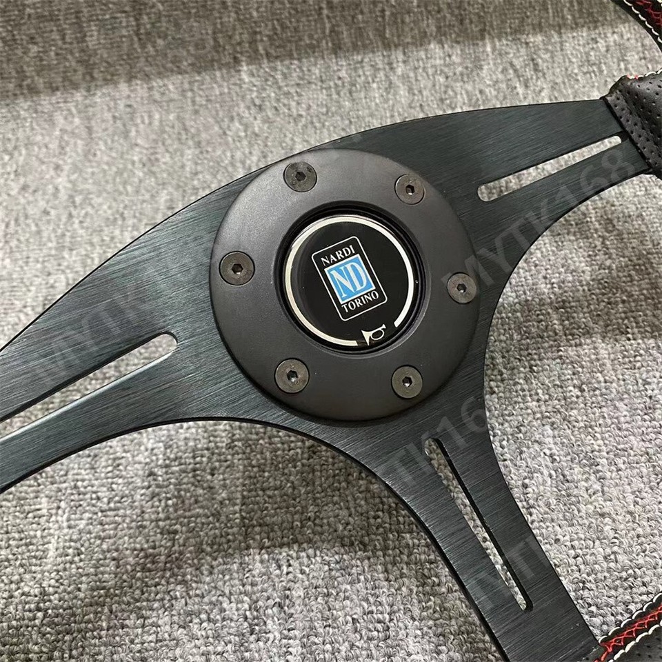 14" 350mm ND style perforated Leather D shape Steering Wheel Nardi Horn ...