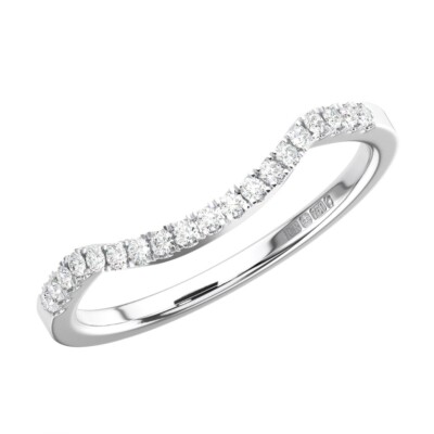 18K White Gold, Fishtail Set 100% Natural Round Cut Diamond Half ...