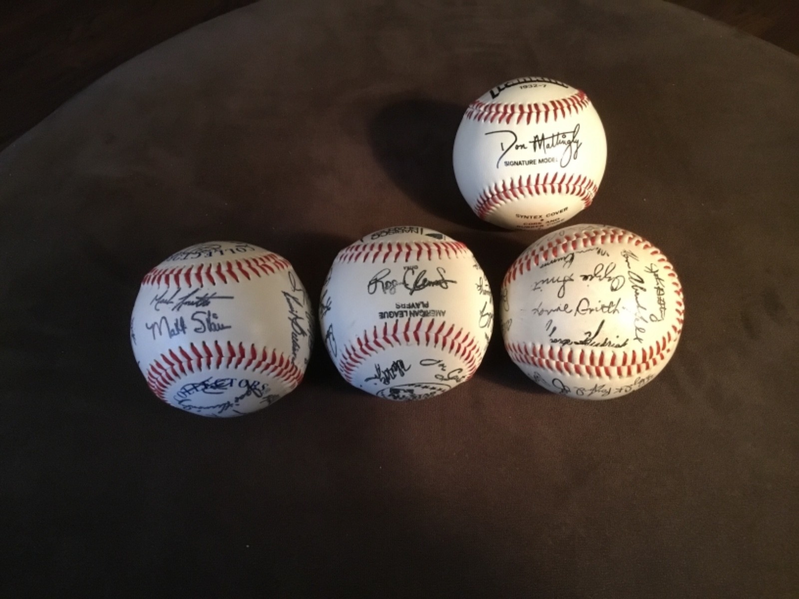 Lot of 4 assorted signed stamped facsimile autographed team Baseballs ...