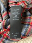 New Saint Laurent YSL Gray Red Check Print Western Crop Flannel Shirt ...
