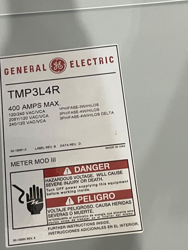 NEW GE METER STACK tmp3l4r 400 AMP 208V/120V 240V 120V TAP BOX | eBay