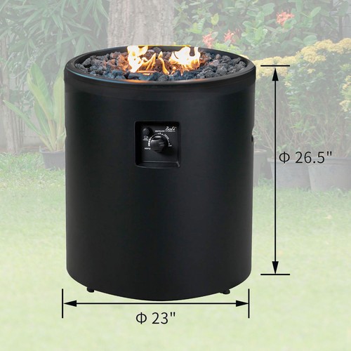 Four Seasons Courtyard 50,000 BTU 23"Column Gas Fire Pit w/ Cover, Blk ...