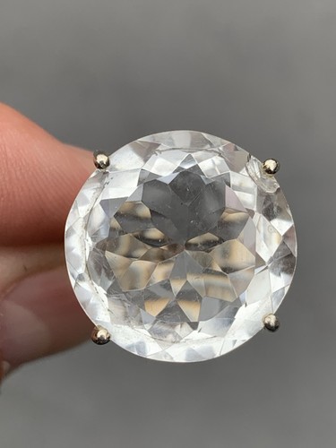 Silver Rock Crystal Solitaire Ring, Large 925 Heavy 11.9g | eBay