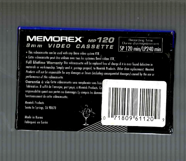 Memorex MP120 8mm Video Cassette Tape MP 120 Brand New SEALED | eBay