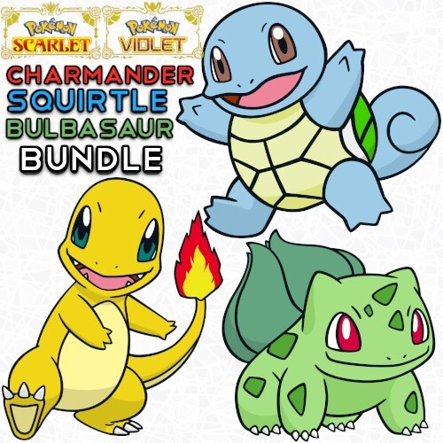 Shiny Squirtle Bulbasaur Charmander Bundle 6IV Lv. 1-5 Pokemon Scarlet ...