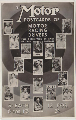 "Motor" Postcard advertising Racing Drivers Postcards Assumed 1930s ...