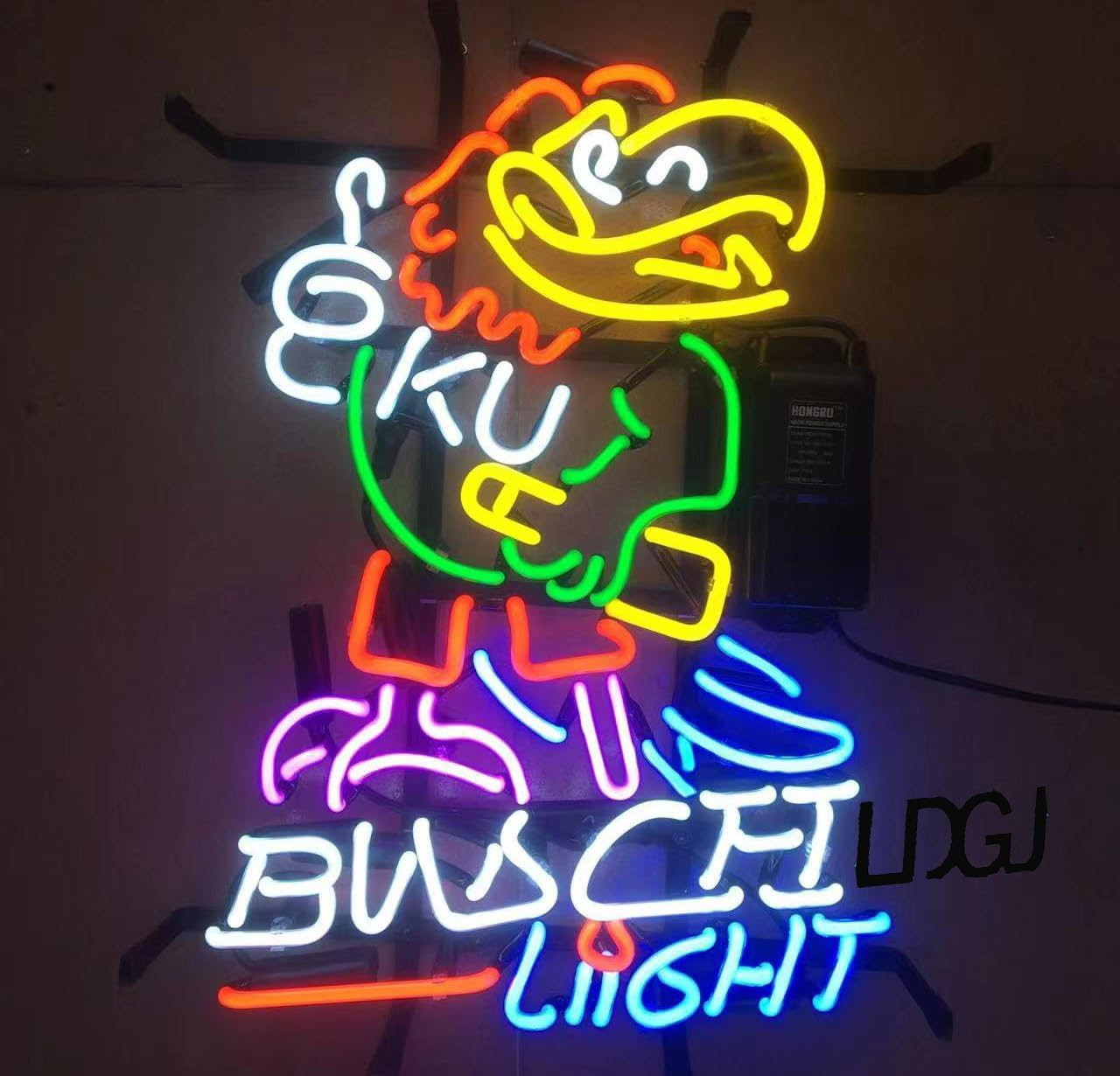 Kansas Jayhawks Beer Neon Sign 24"x20" Real Glass Beer Bar Sport Pub ...