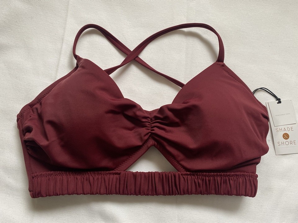 Shade & Shore Women’s 34DD Bikini Top Burgundy Red Swim New | eBay