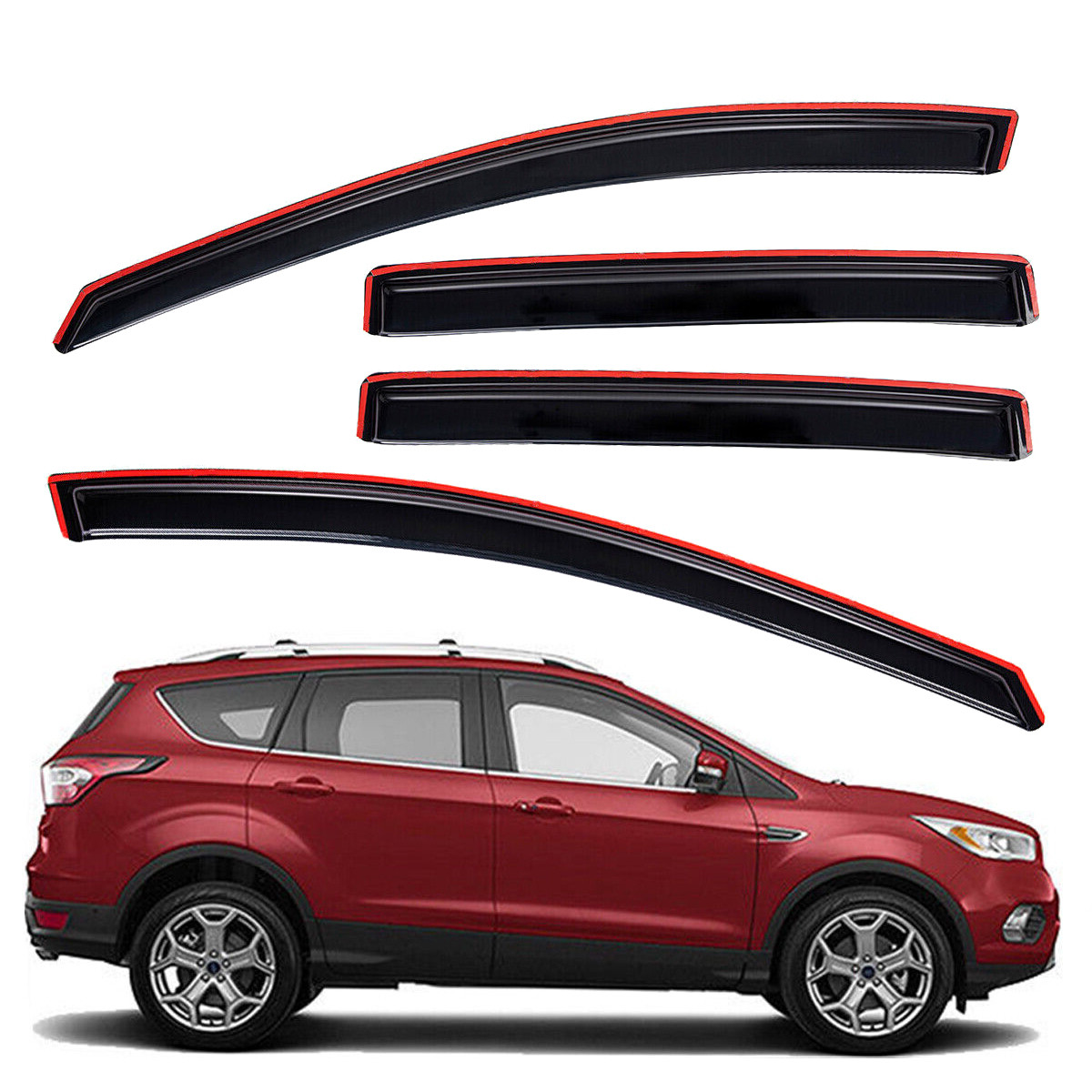 For 2013-2019 Ford Escape In-Channel Sleek Dark Smoke Window Visors ...