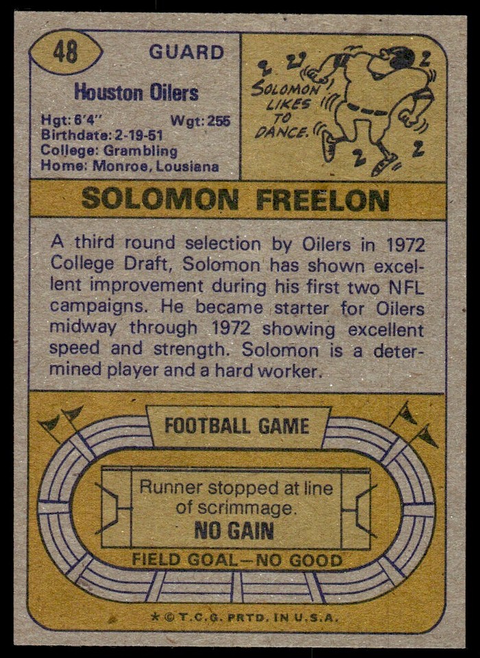 1974 TOPPS SOLOMON FREELON HOUSTON OILERS #48 | eBay