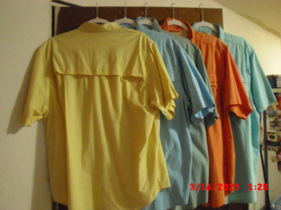 5 Coleman Casual Vented Mens Blue Aqua Green Orange Yellow Fishing Shirts XL EUC | eBay
