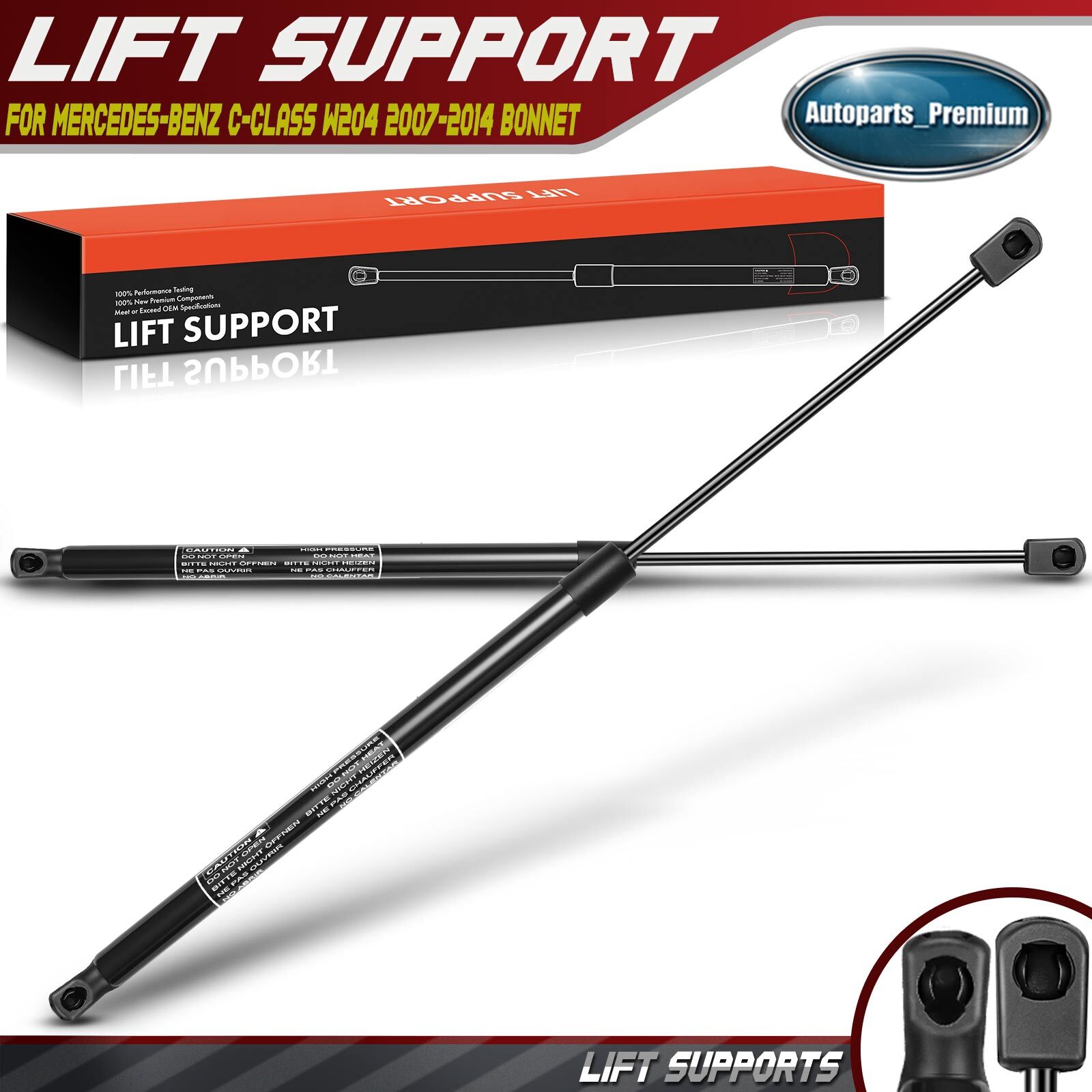2x Front Hood Lift Supports Shocks Struts for Mercedes Benz W204 C300 ...