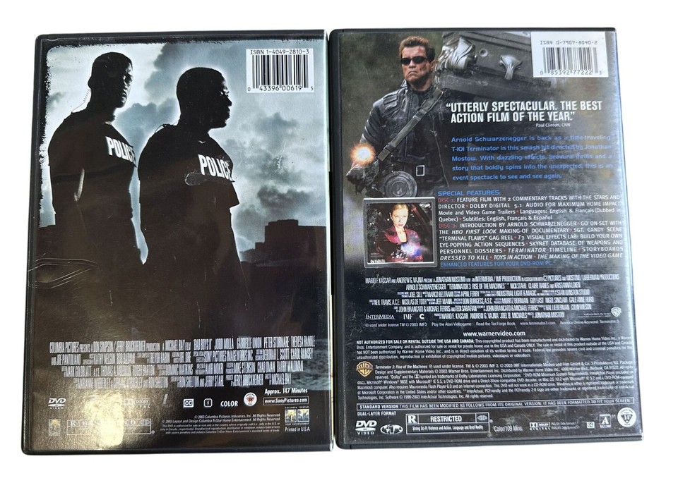 Movie Lot 2 DVDs Bad Boys II 2 Disc Set & Terminator 3 Full Screen Pre ...