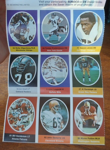 1972 SUNOCO NFL ACTION STAMP UNCUT STAMP SHEET W/ART SHELL ROOKIE B-194 ...