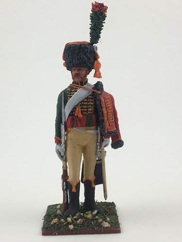 Painted Napoleonic tin figure 60 mm 1/30, French Mounted chasseur VID ...
