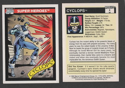1990 Marvel Universe Series 1 #8 Cyclops Comic Trading Card NEW ...