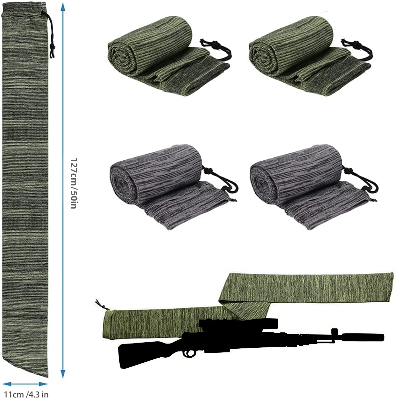 50" Silicone Treated Gun Sleeve Shotgun/Rifle Sock Shooting Cover Green ...