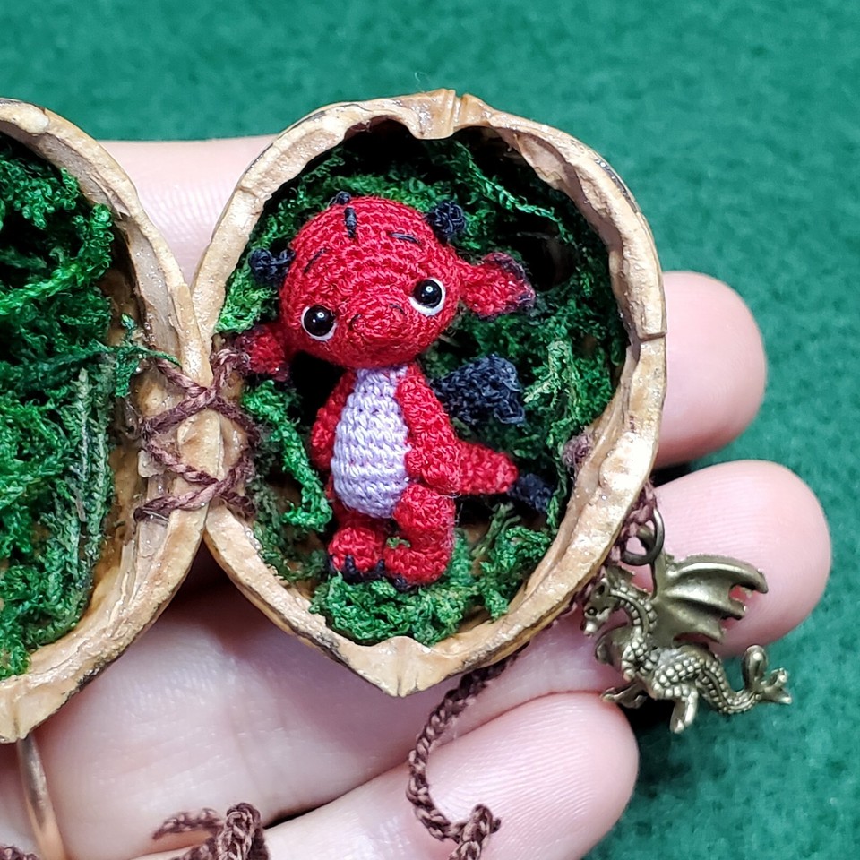 Custom extremely micro Dragon in walnut house. Dollhouse miniature ...