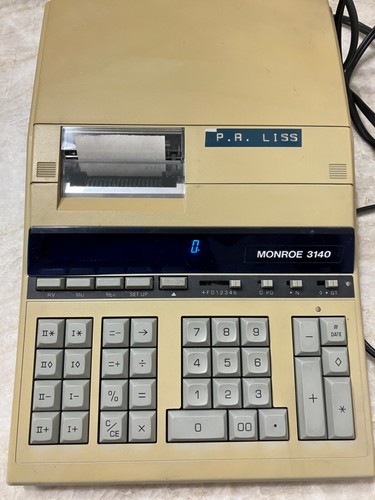 Vintage Monroe 3140 Desktop Printing Calculator Adding Machine 12 Digit ...