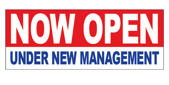 3x10 ft NOW OPEN UNDER NEW MANAGEMENT Vinyl Banner Sign rwb-stk | eBay