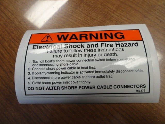 WARNING SHORE POWER CABLE LABEL DECAL 5" X 3" 153373 MARINE BOAT | eBay