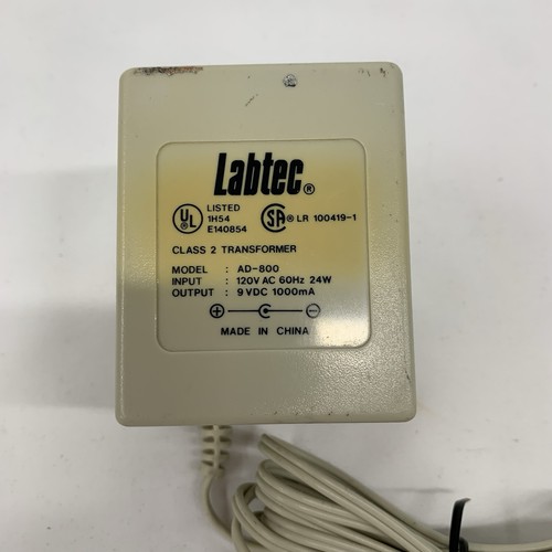 Genuine AC Adapter LabTec AD-800 DC 9V 1000mA Class 2 Transformer ...
