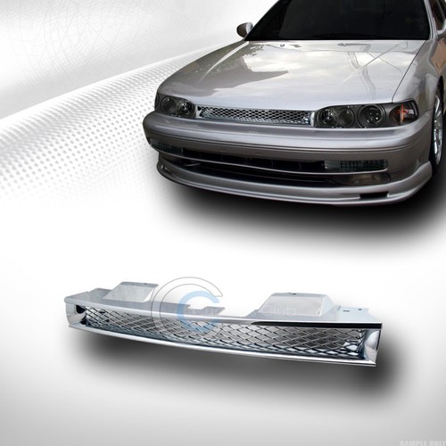 Fits 90-93 Honda Accord Jdm Chrome Mesh Front Hood Bumper Grill Grille ...