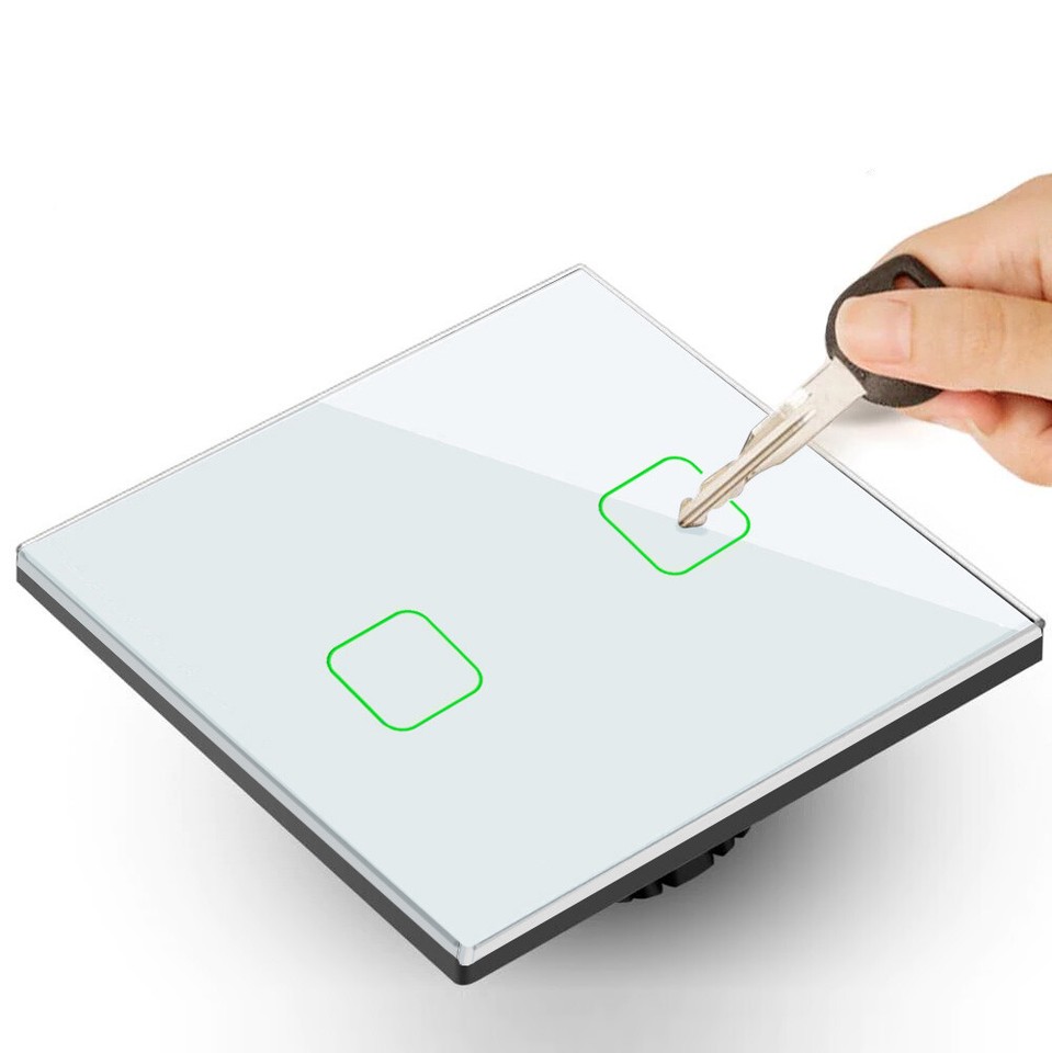 LED Touch Light Switch 1 2 3 Gang 1 Way Glass Black White Illuminated ...