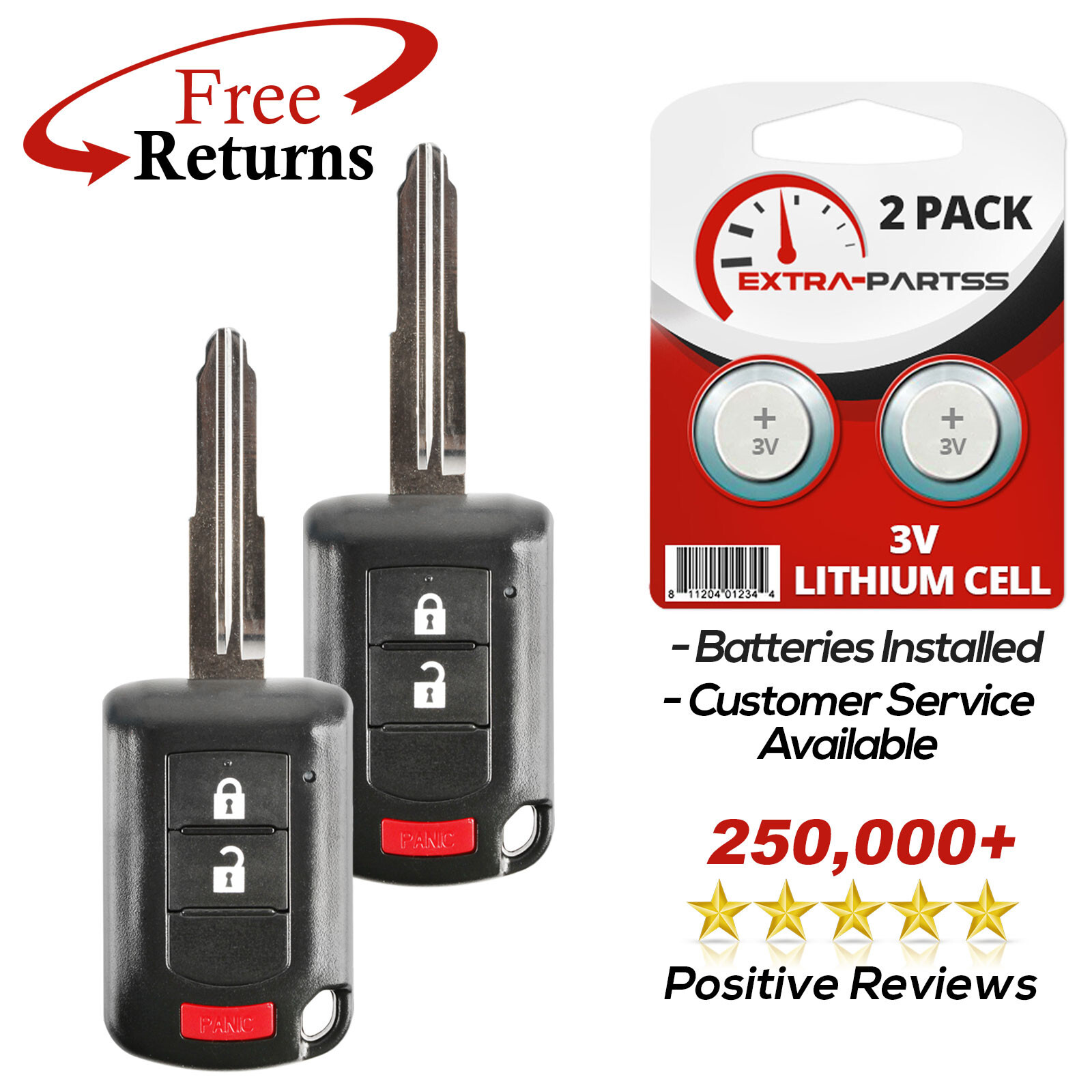 2 Remote Keyless Entry Car Fob Replacement For Mitsubishi Vehicles 3b ...