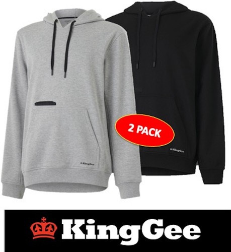 KING GEE - 2 PACK - MENS "ORIGINALS" BRUSHED FLEECE WORK JUMPER HOODIE ...