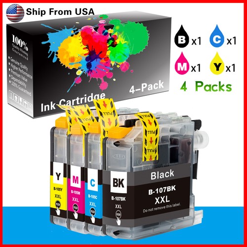 4PK LC107 LC105 Ink Cartridge LC107BK for MFC-J4510DW MFC-J4610DW ...