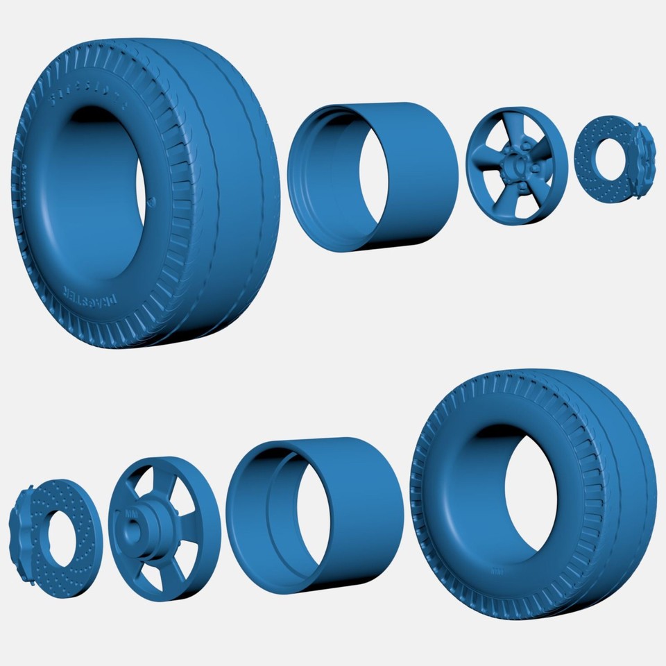 1/24 Resin 15x10 inch Torq Thrust D Rear Wheels, Firestone Dragster ...